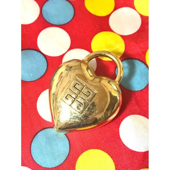 Givenchy | Jewelry | Givenchy Vintage Heart Brooch With Logo Mark ...